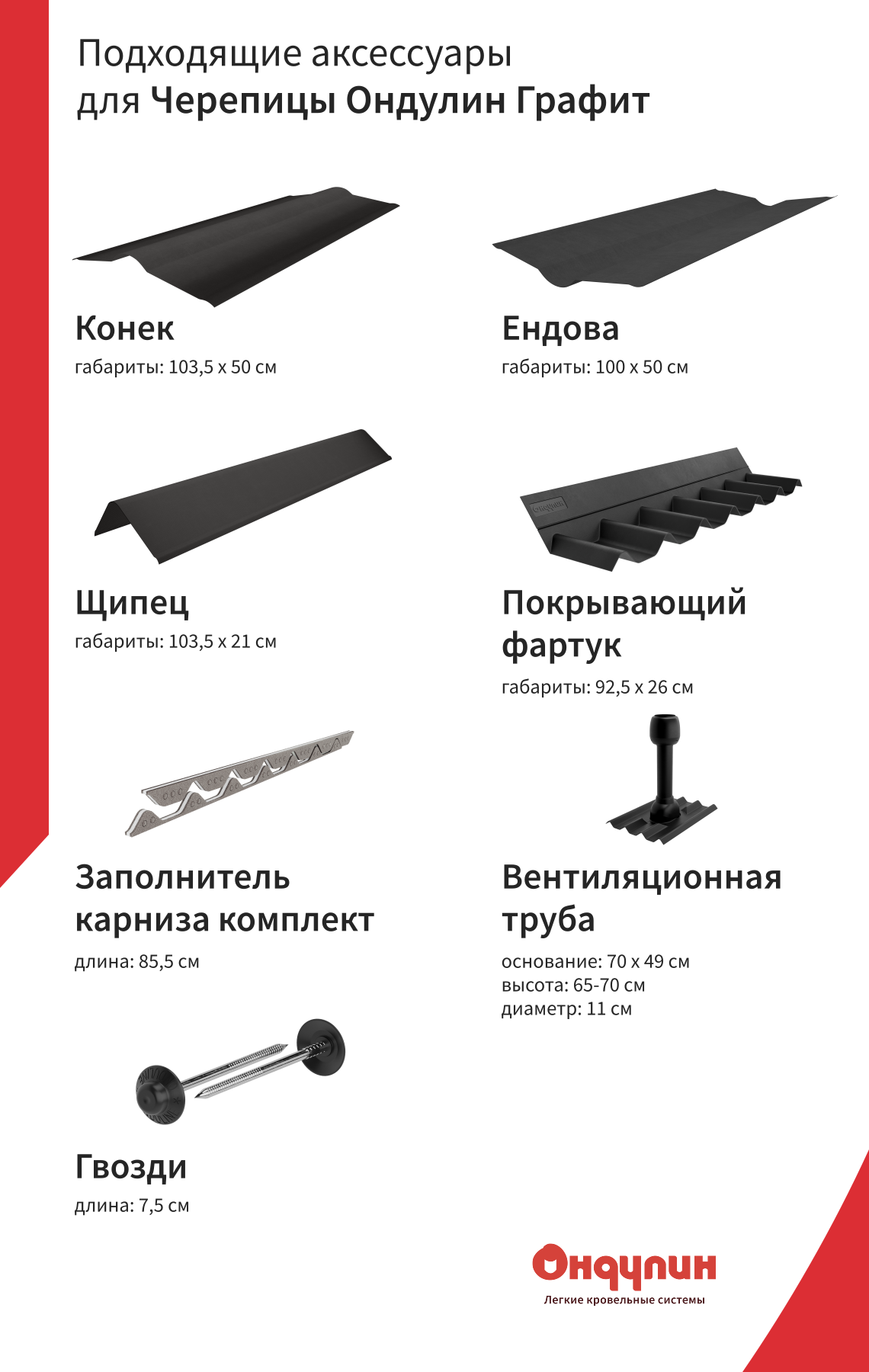 ONDULINE TILE_подходящие аксессуары_графит
